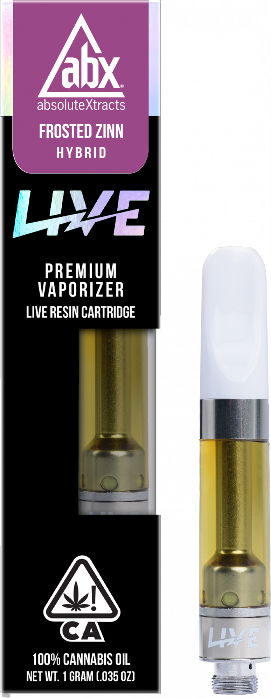 ABX | Product: LIVE Resin Vape Cartridge, Frosted Zinn
